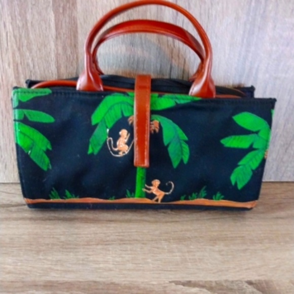 Bags | Monkey Tropical Blackgreen Small Organiser Purse | Poshmark